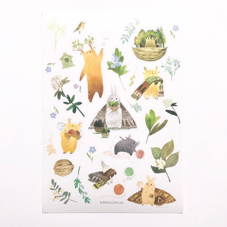 Little Forest Stickers Sheet Cute Watercolor Stickers Matte | Etsy