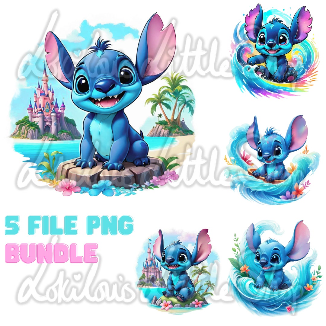 5 X PNG Blue Stitch Character Digital Print for Sublimation DTF - Etsy