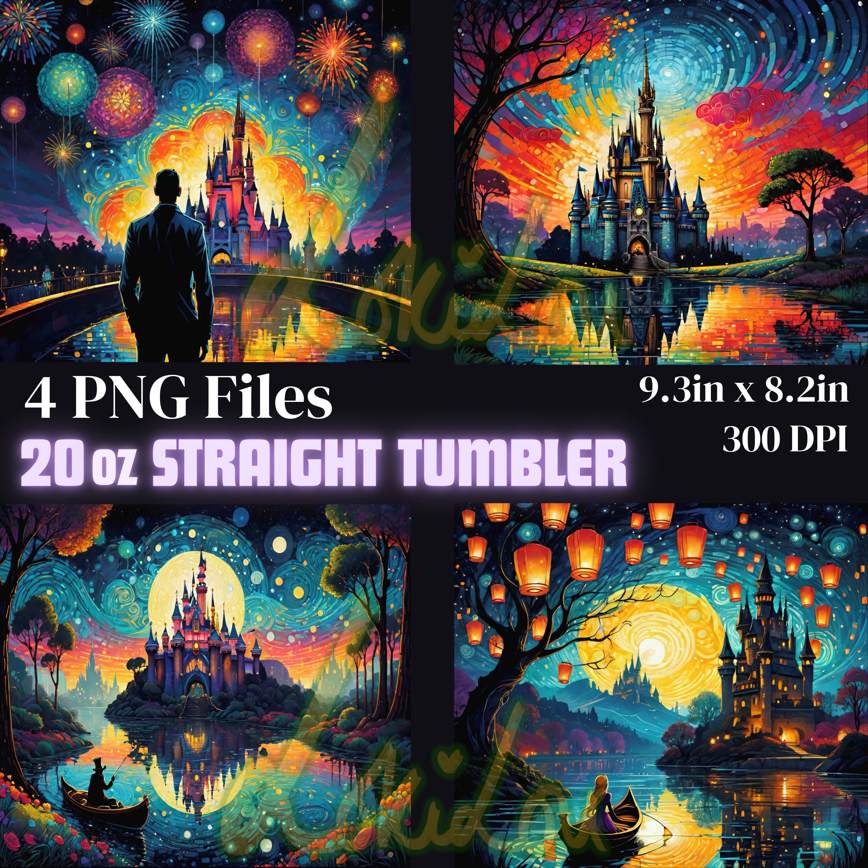 4 X PNG Fairytale Princess Castle With Lake Digital Print for 20oz ...