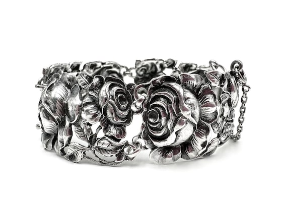 Cini Rose Panel Sterling Bracelet - Gem