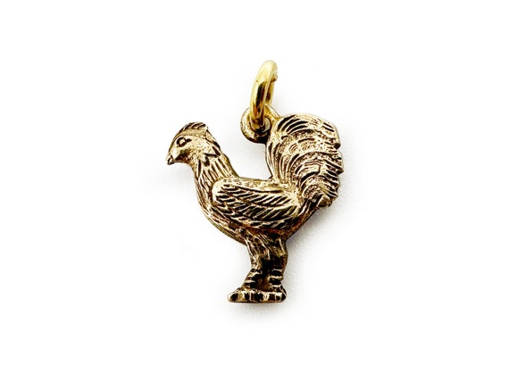 VIntage Rooster Charm - 10k Gold - Gem