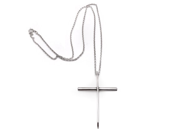 Sam Kramer Sterling Silver Large Modernist Cross Mush… - Gem