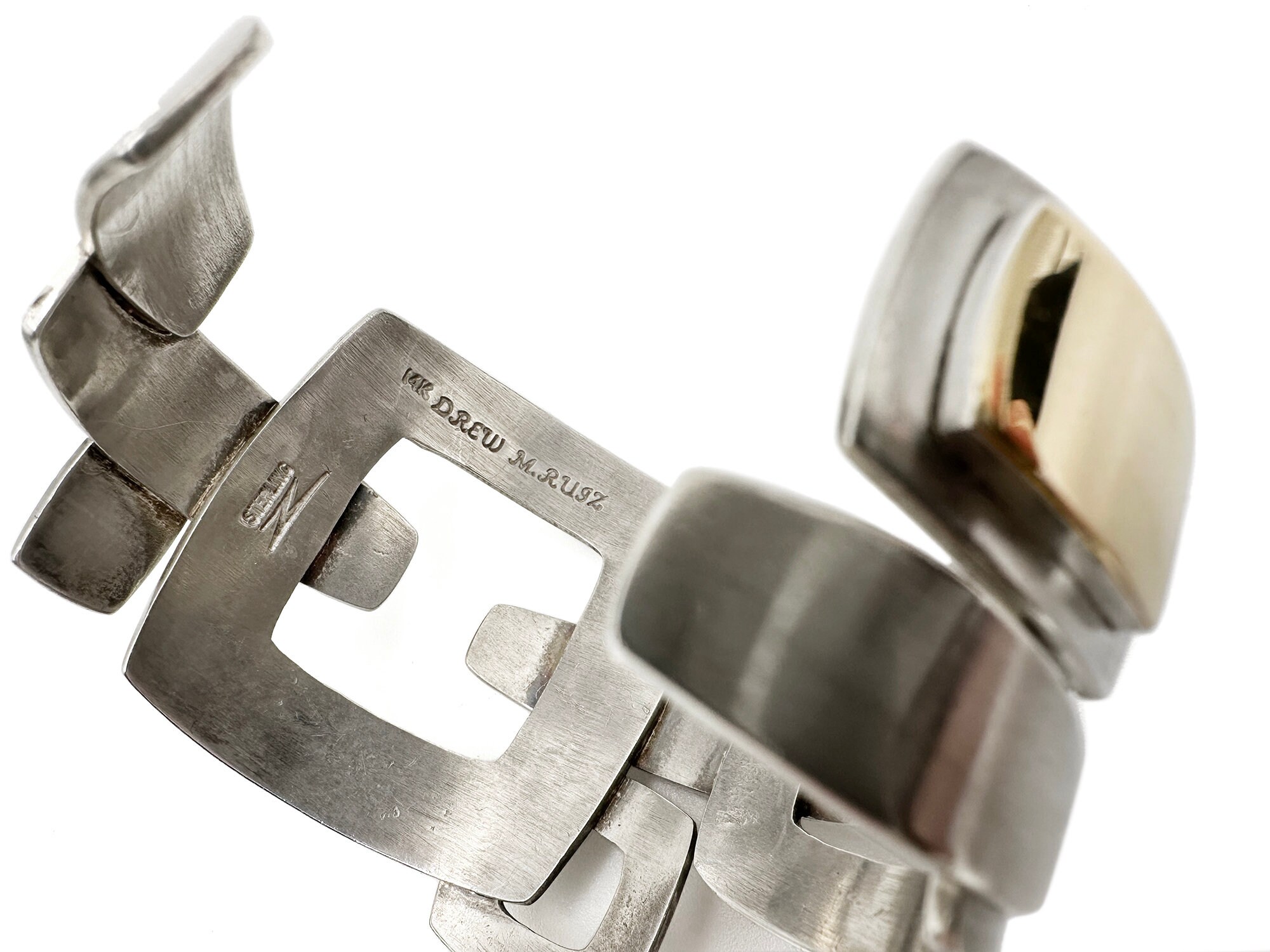 Modernist Cuff Drew M. Ruiz Sterling With 14k Gold - Etsy