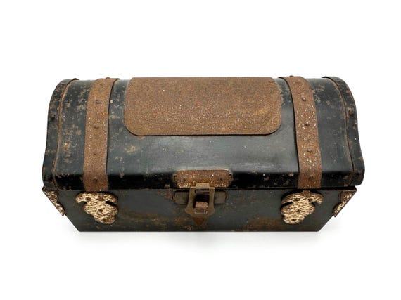 Antique Victorian Tin Toy Pirate’s Treasure Chest - Gem