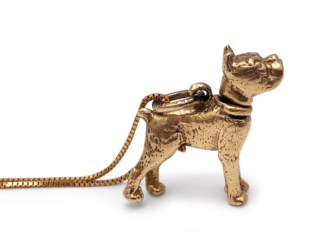 Boxer Dog Charm 14k Gold Head Turns - Etsy