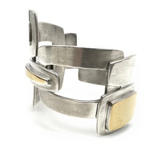 Modernist Cuff Drew M. Ruiz Sterling With 14k Gold - Etsy