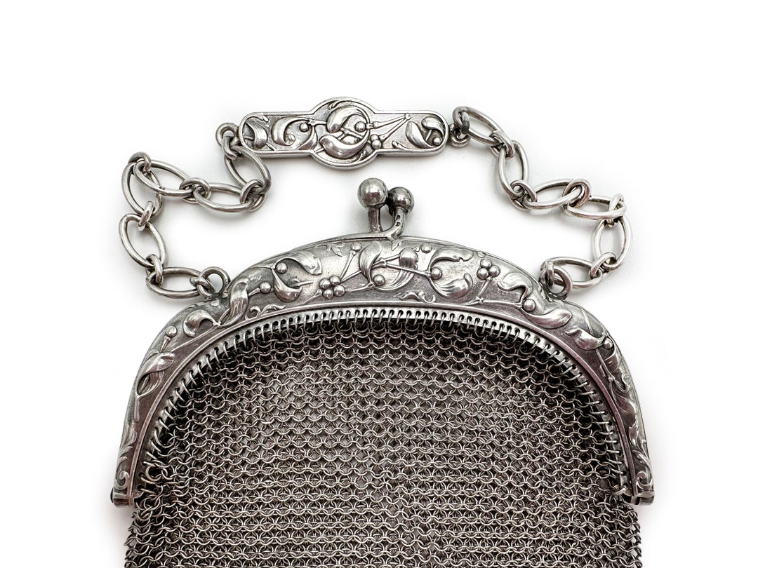 Antique Silver Mesh Purse Art Nouveau Mistletoe Made in France - Etsy