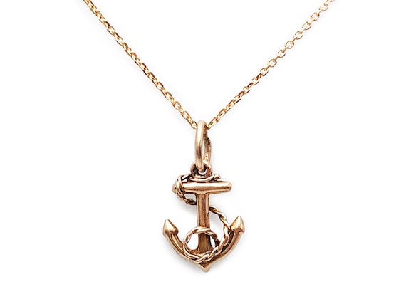 Vintage 14K Gold Anchor Pendant Fouled Anchor on 14K Chain - Etsy