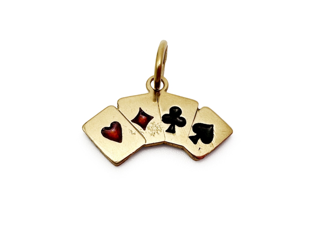Vintage 14k Gold Charm Playing Cards - Etsy