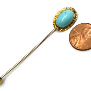 Antique Turquoise Stick Pin 14k Yellow Gold - Etsy