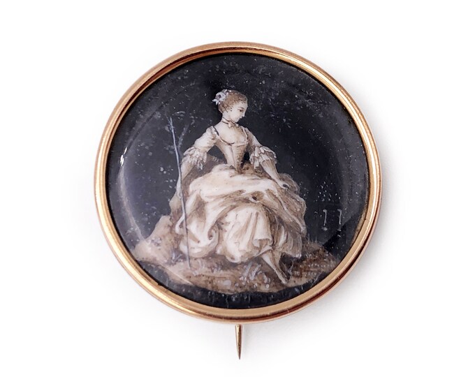 Antique Georgian 14k En Grisaille Brooch Shepherdess 7.84g - Etsy