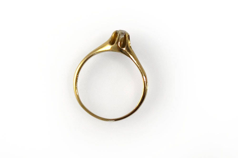 Antique 14k Gold Mine Cut Diamond Ring High Mount Belcher Set | Etsy