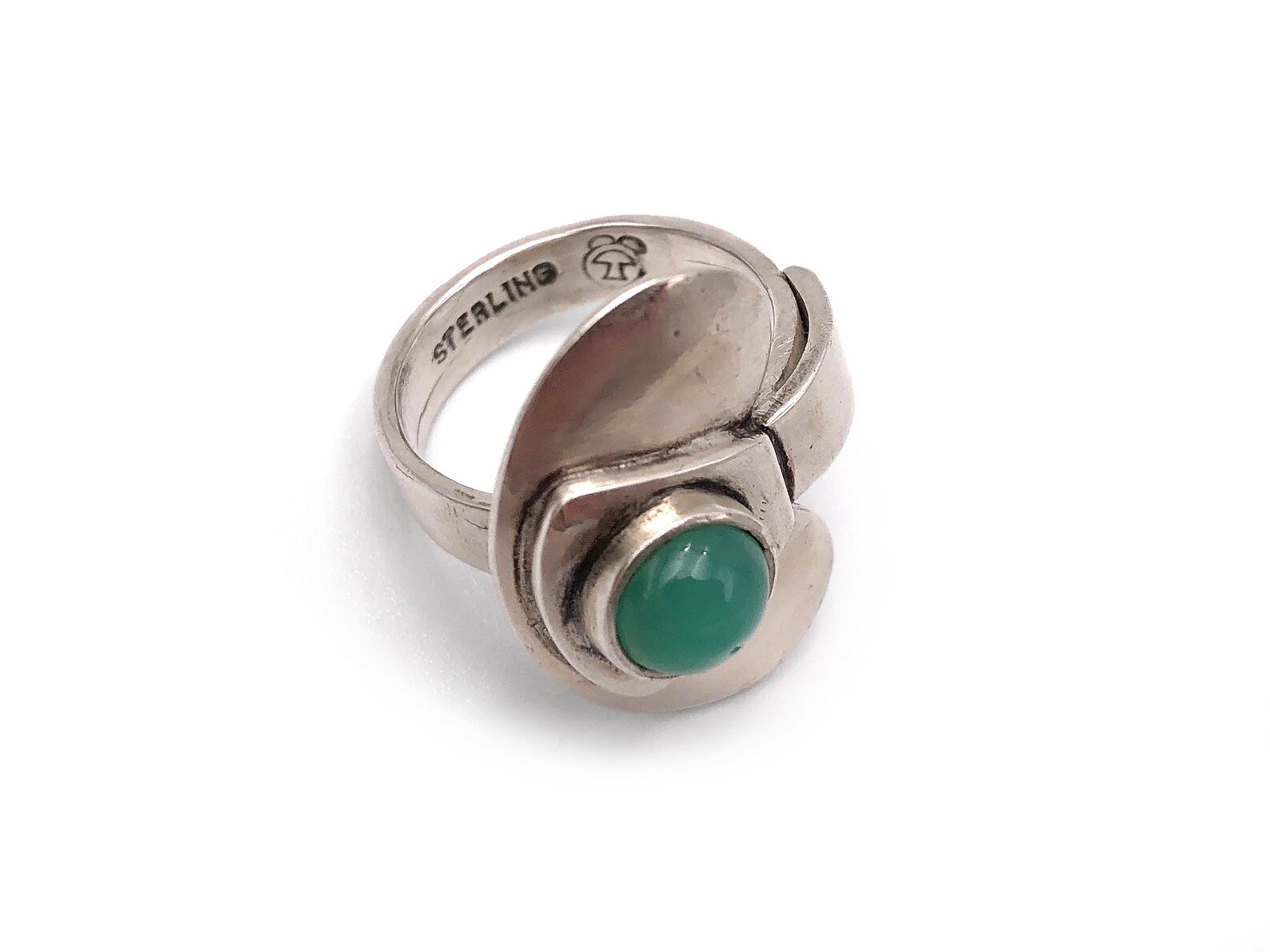 Sam Kramer Modernist Ring Sterling Silver Bioform Chrysoprase | Etsy