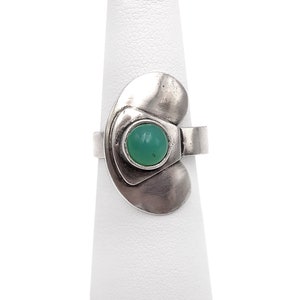 Sam Kramer Modernist Ring Sterling Silver Bioform Chrysoprase | Etsy