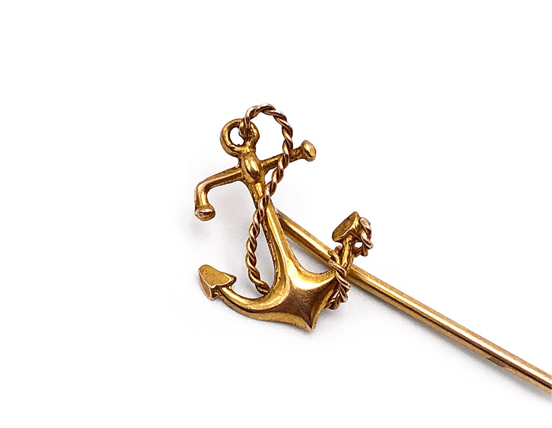 Antique Anchor Stick Pin 10k Gold Fouled Anchor Hope Steadfastness .93g ...