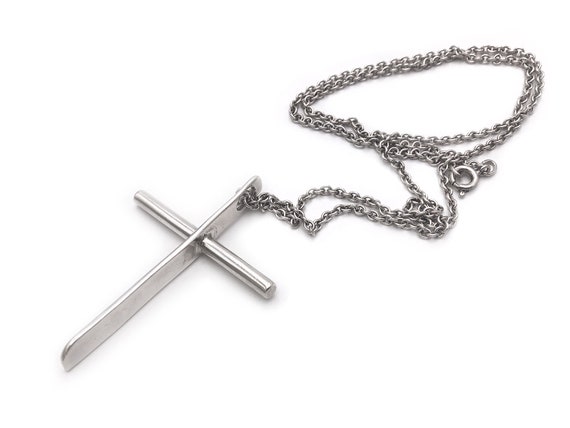 Sam Kramer Sterling Silver Large Modernist Cross Mush… - Gem