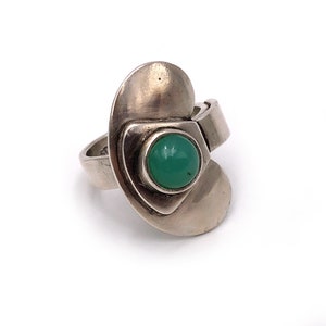Sam Kramer Modernist Ring Sterling Silver Bioform Chrysoprase | Etsy