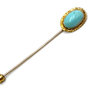 Antique Turquoise Stick Pin 14k Yellow Gold - Etsy