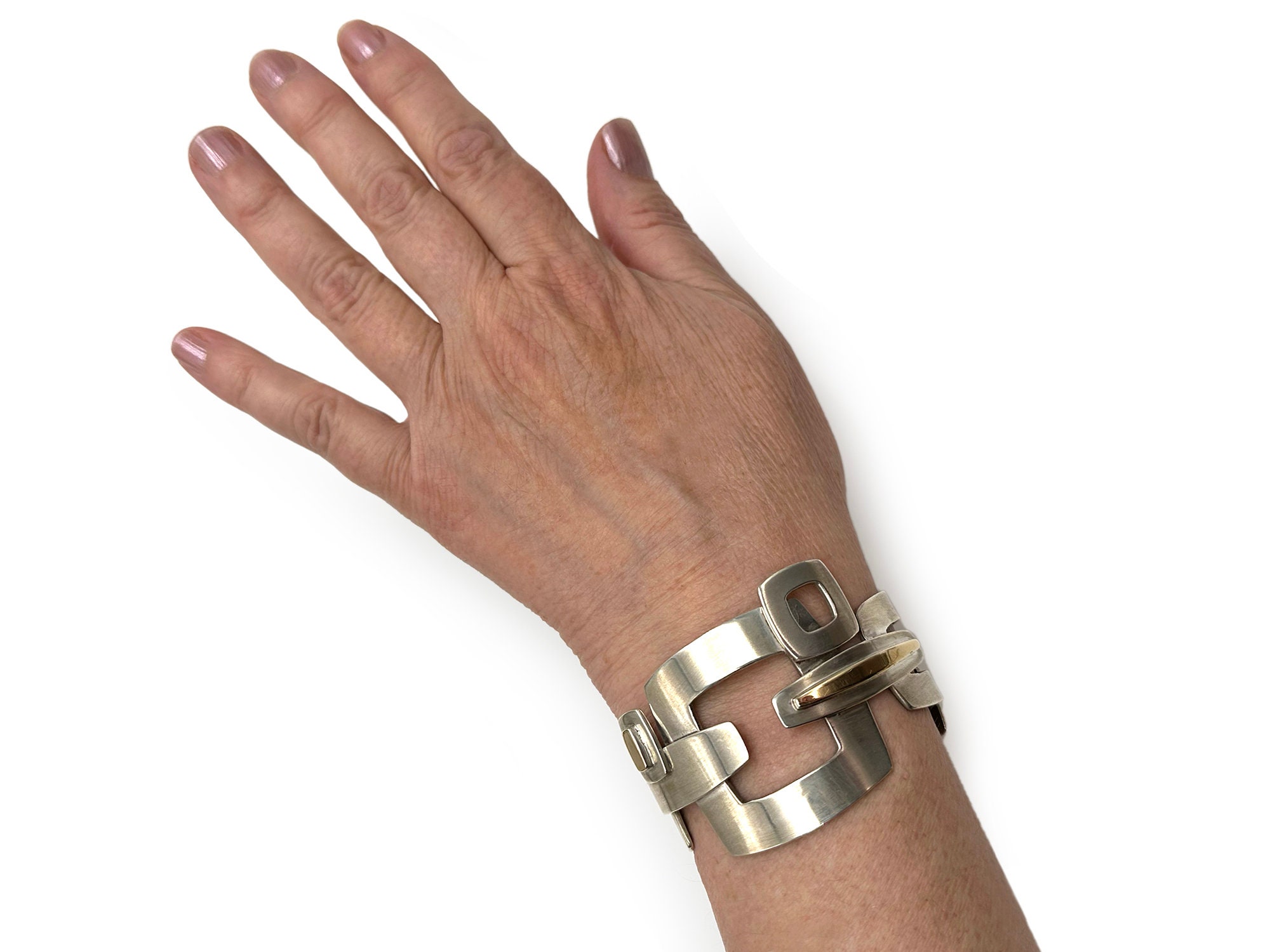 Modernist Cuff Drew M. Ruiz Sterling With 14k Gold - Etsy