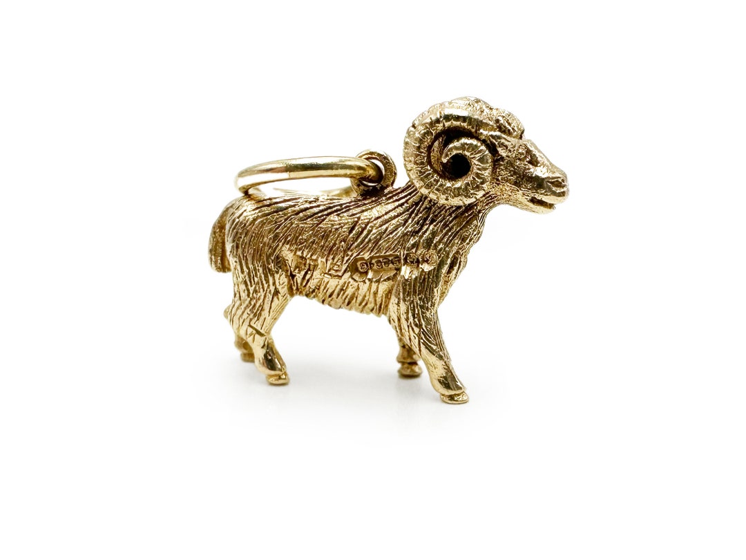 Vintage Aries 9ct Gold Ram Charm Birmingham England 1956 Zodiac Pendant ...