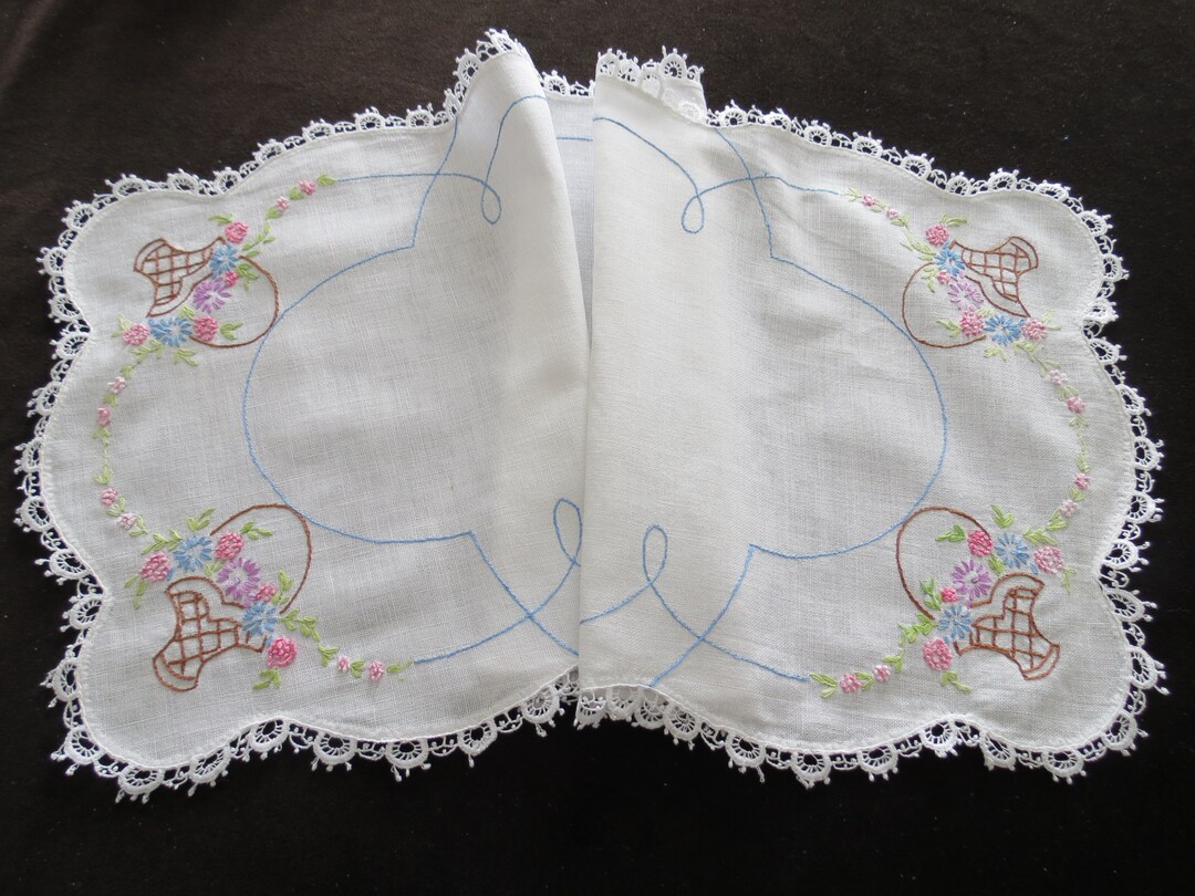 Beautiful White Cotton Embroidered Table Runner, Table Scarf, Mantel ...