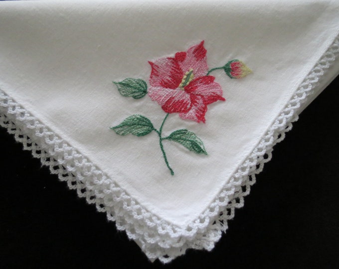 Lovely Set of 6 Vintage White Lace Napkins With Pretty Embroidery. Will ...