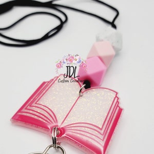 Teacher Lanyard - Open Book Lanyard - Librarian Lanyard - Silicone Bead ...