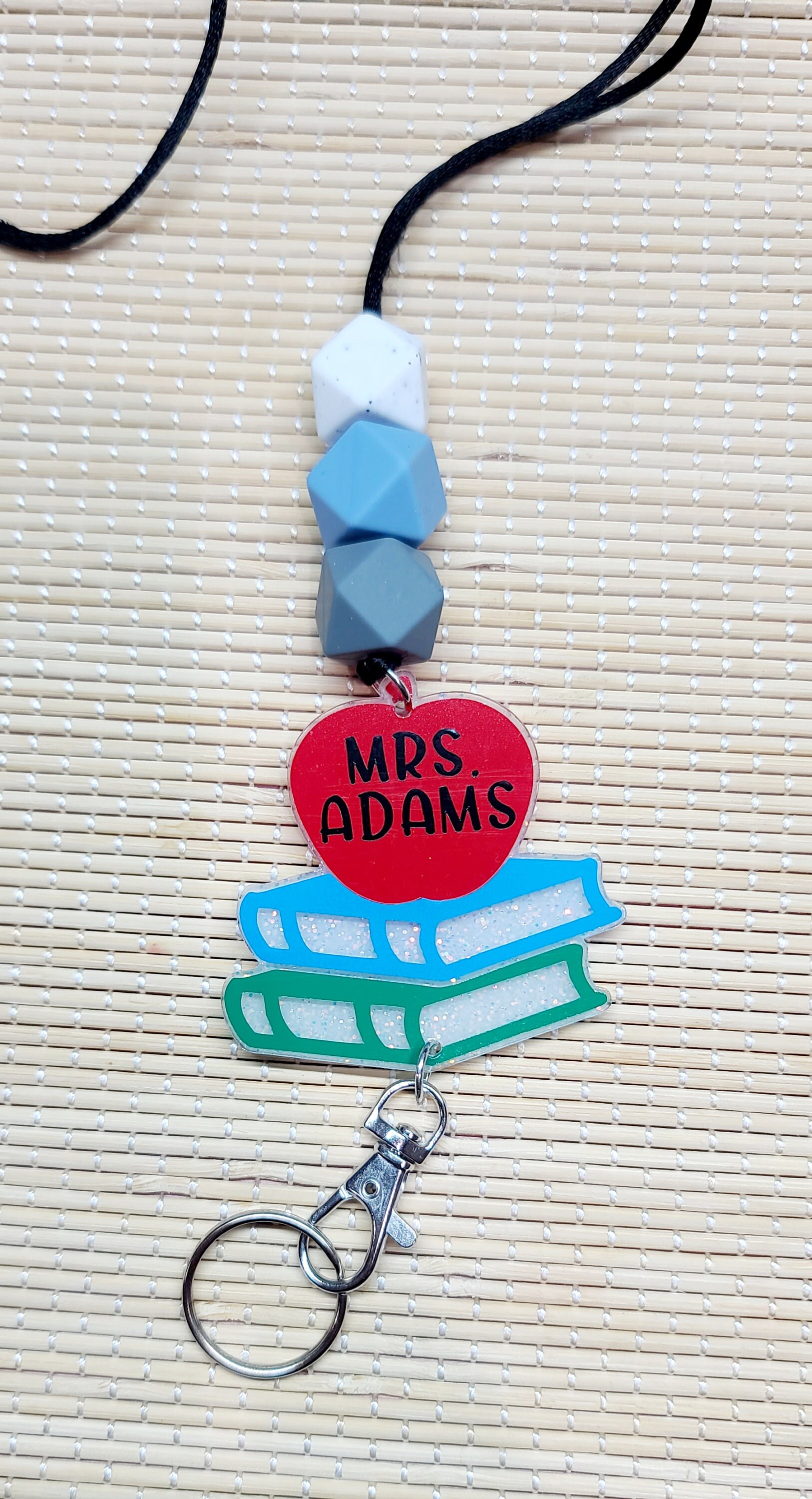 Librarian Lanyard Books and Apple Lanyard Teacher Lanyard | Etsy