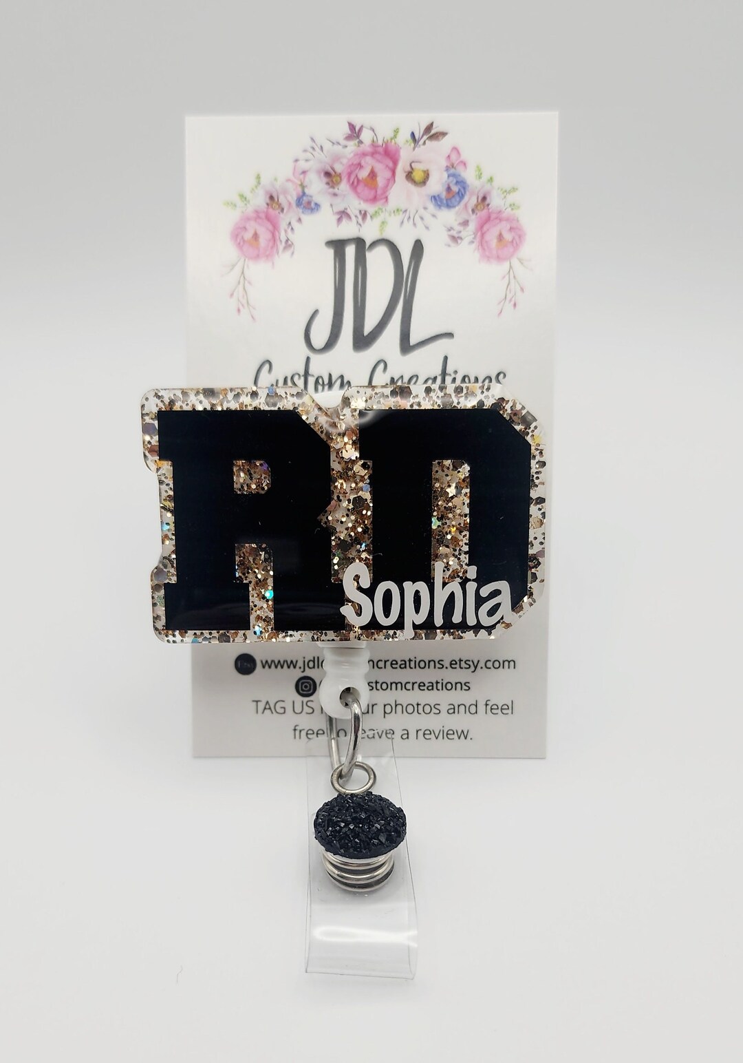 RD Badge Reel: Glitter Acrylic Registered Dietitian ID Badge - Etsy