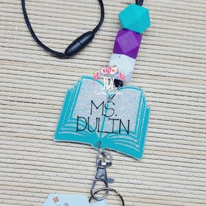 Teacher Lanyard - Open Book Lanyard - Librarian Lanyard - Silicone Bead ...