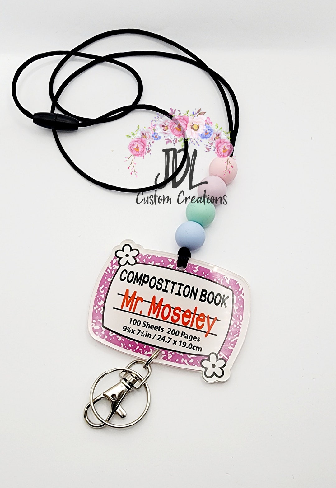 Composition Book Teacher Lanyard - Trendy Lanyard - Custom Lanyard ...
