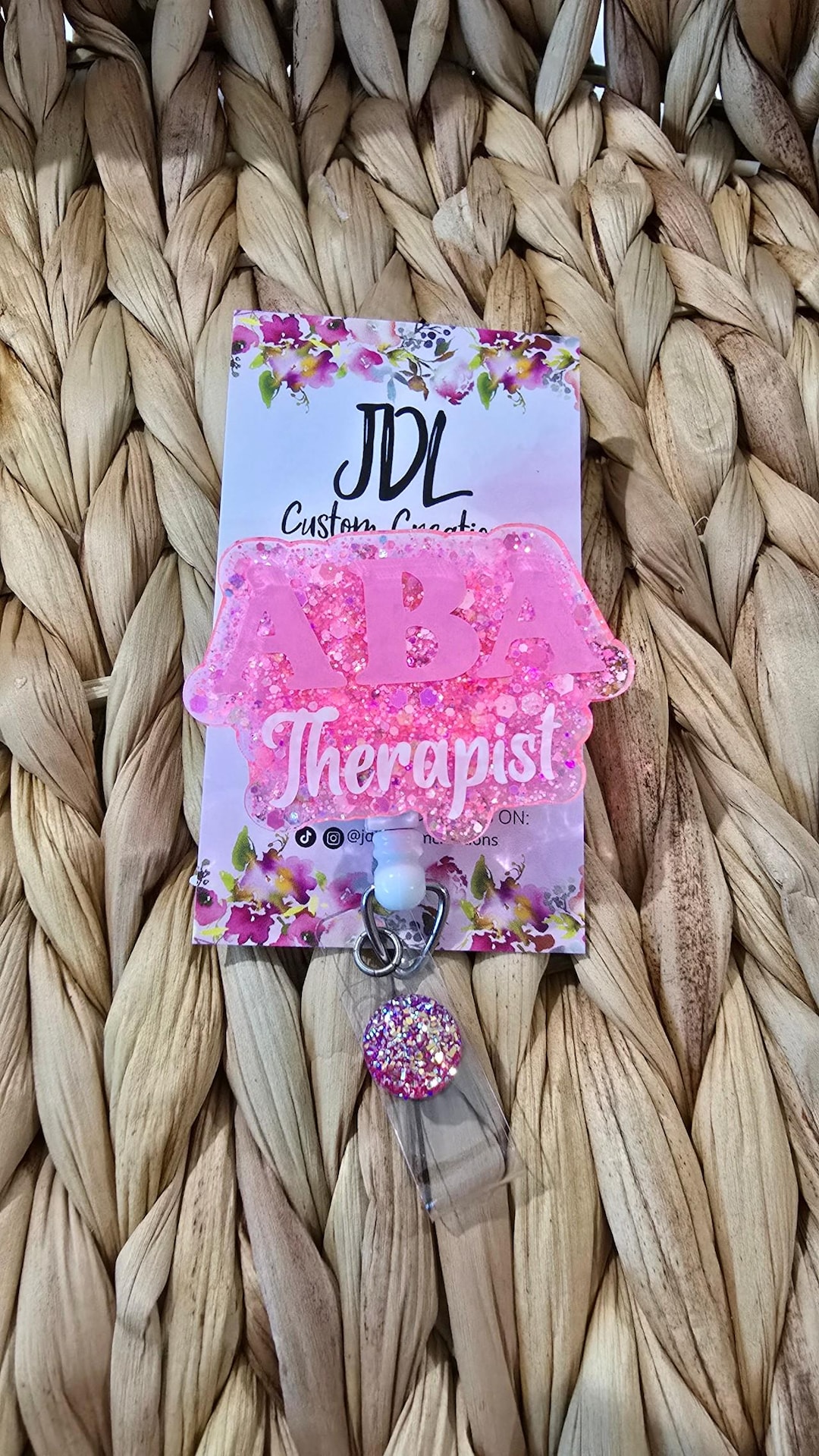 ABA Therapist Badge Reel: Glitter Acrylic Alligator Clip - Etsy