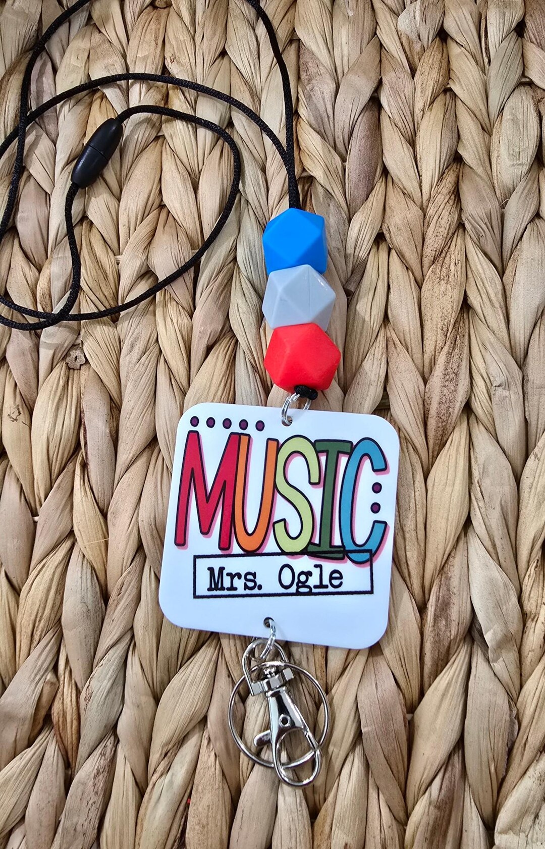 Music Teacher Lanyard: Personalized Silicone Bead, Acrylic Charm - Etsy