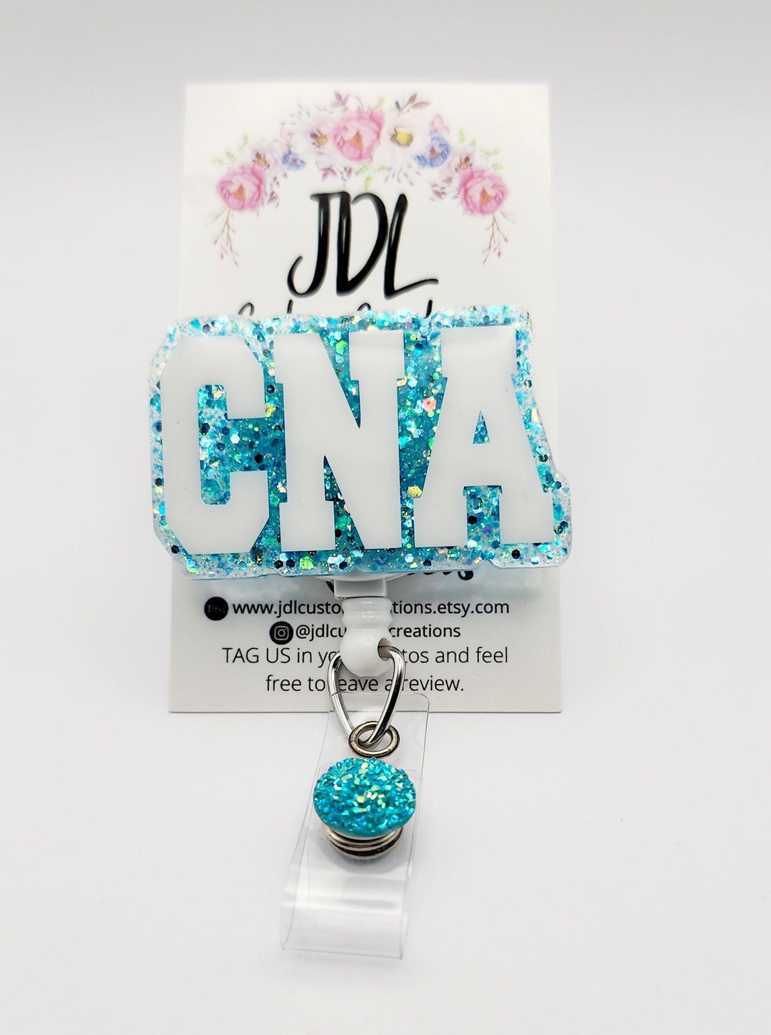 CNA Badge Reel: Glitter Acrylic ID Badge, Nurse Medical Staff - Etsy