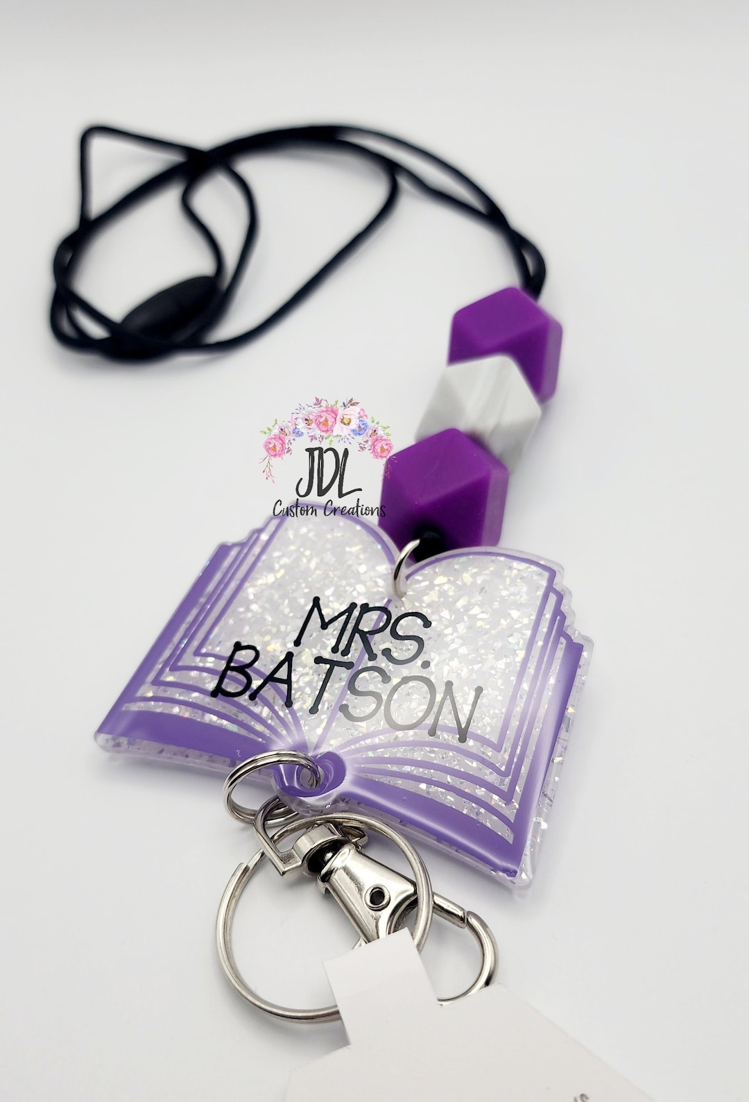 Teacher Lanyard - Open Book Lanyard - Librarian Lanyard - Silicone Bead ...