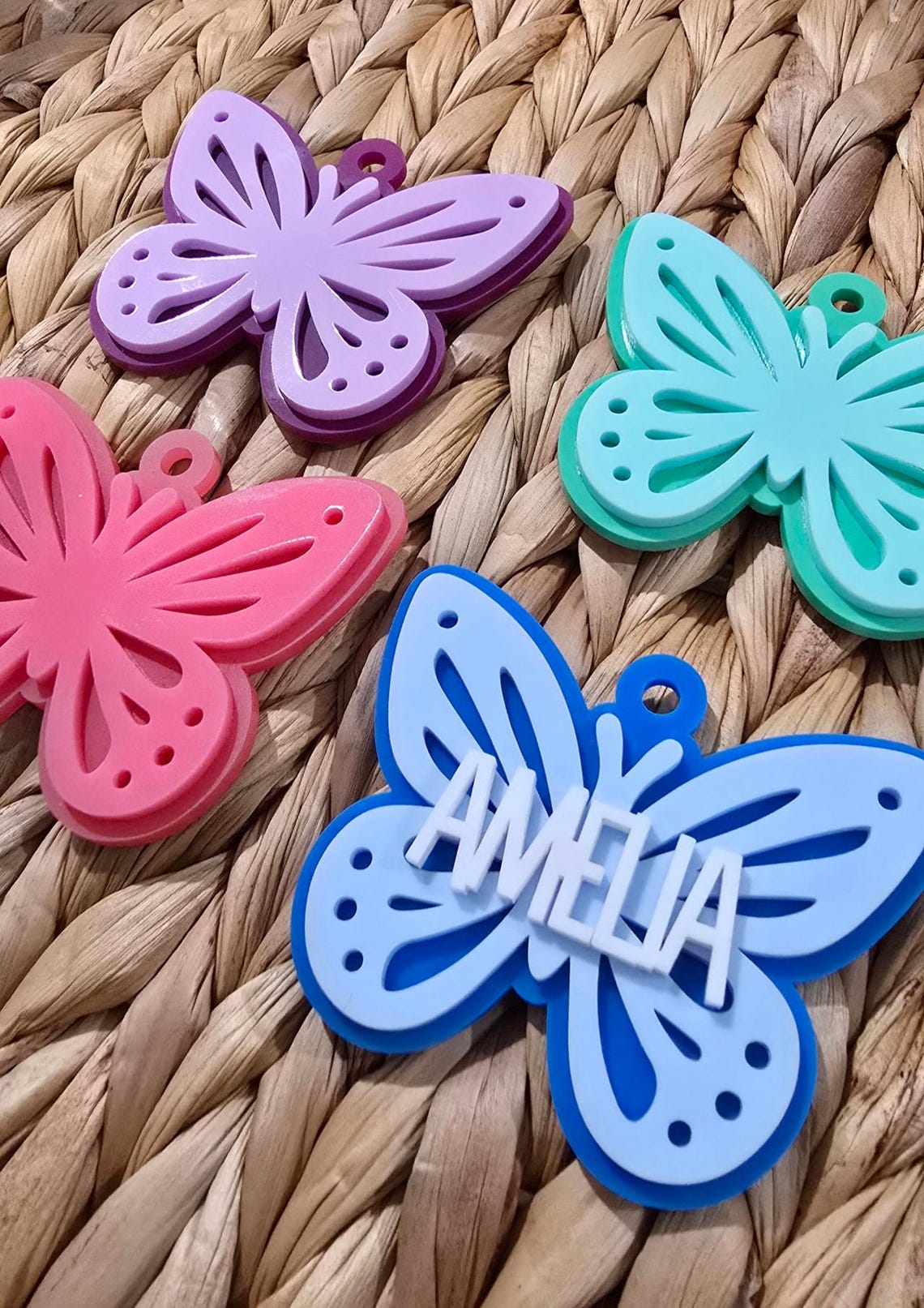 Butterfly Acrylic Backpack Tag: Kids Keychain, Personalized Butterfly ...