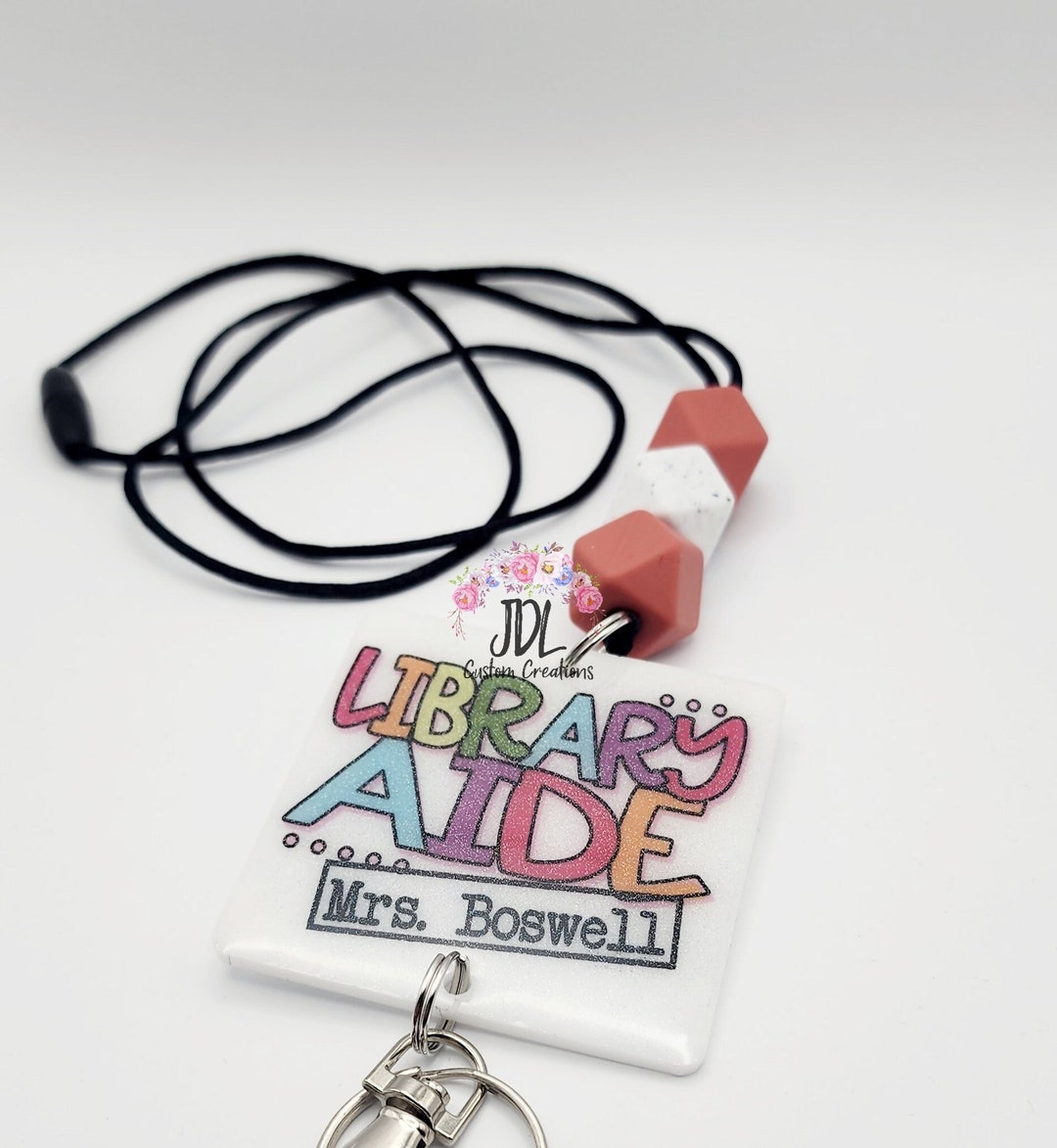 Library Aide Lanyard - School Library Aide Lanyard - Library Aide ...