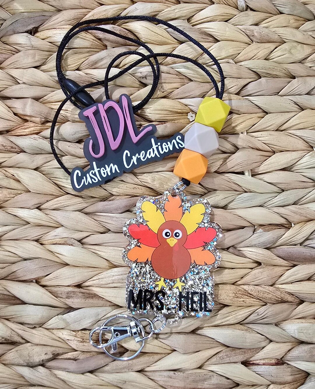 Thanksgiving Turkey Lanyard - Fall Lanyard - Teacher Lanyard - Holiday ...