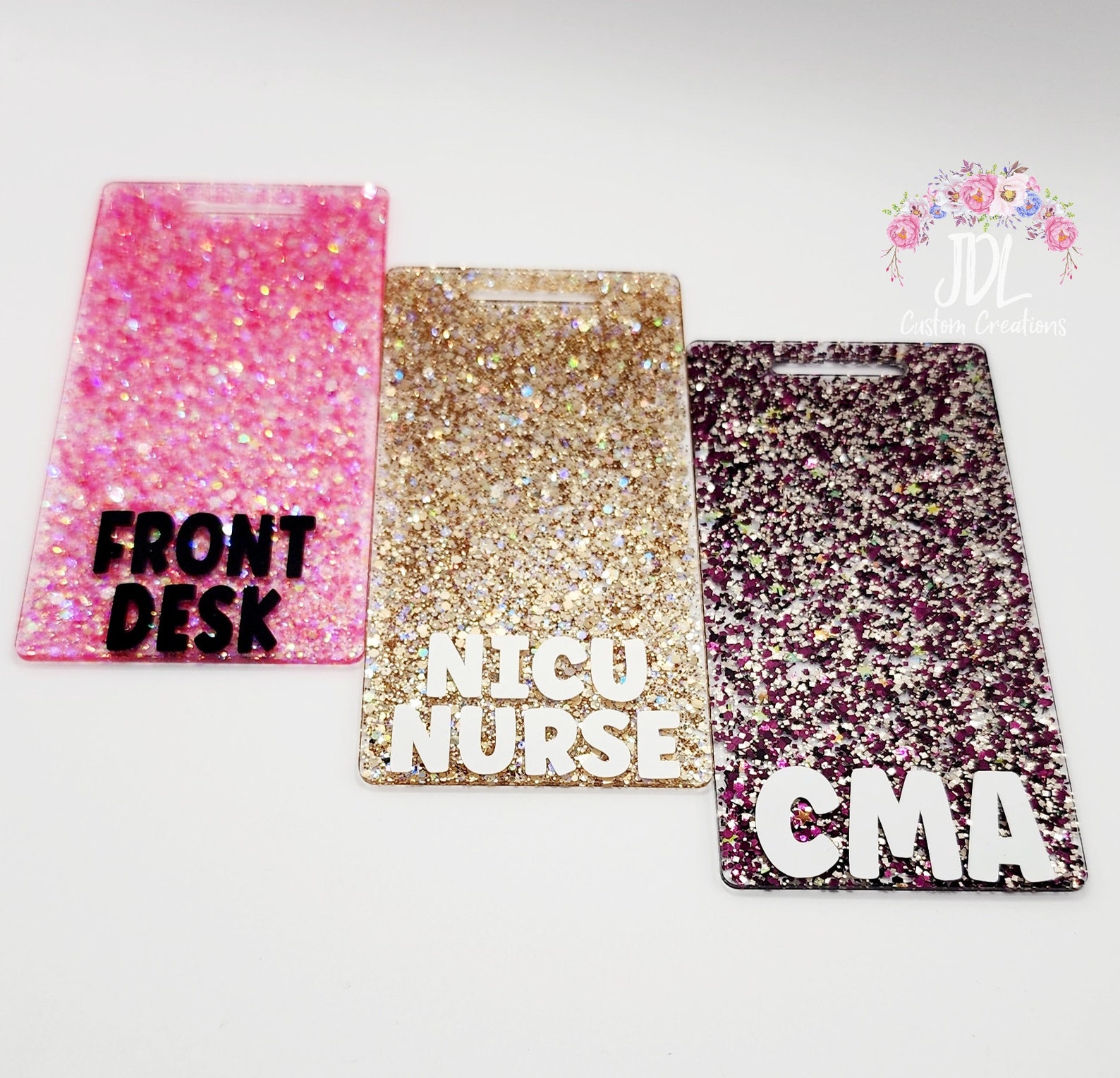 Badge Buddy Personalized Custom Badge Buddies Glitter - Etsy