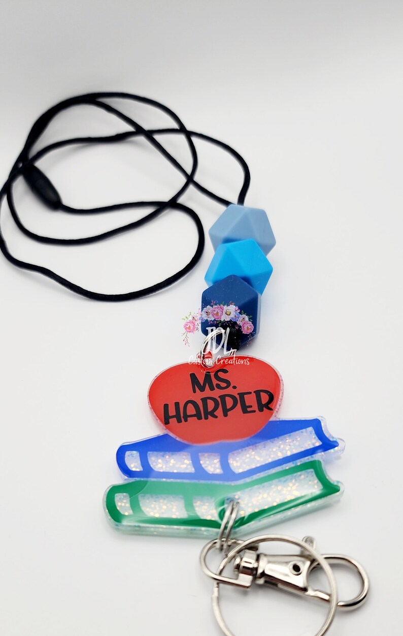 Librarian Lanyard Books and Apple Lanyard Teacher Lanyard - Etsy
