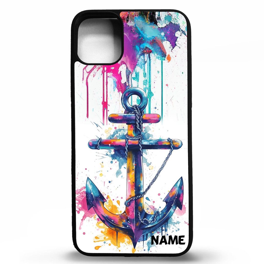 Ships Anchor Paint Drip Sailor Sailing Art Personalised Name Phone ...