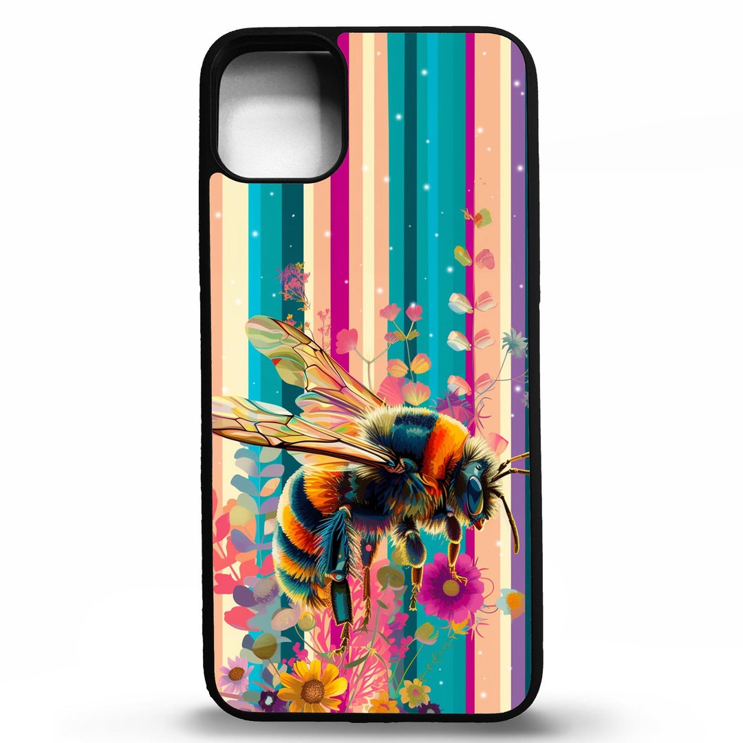 Bumblebee Stripe Print Bee & Flower Floral Art Graphic Phone Cover for ...
