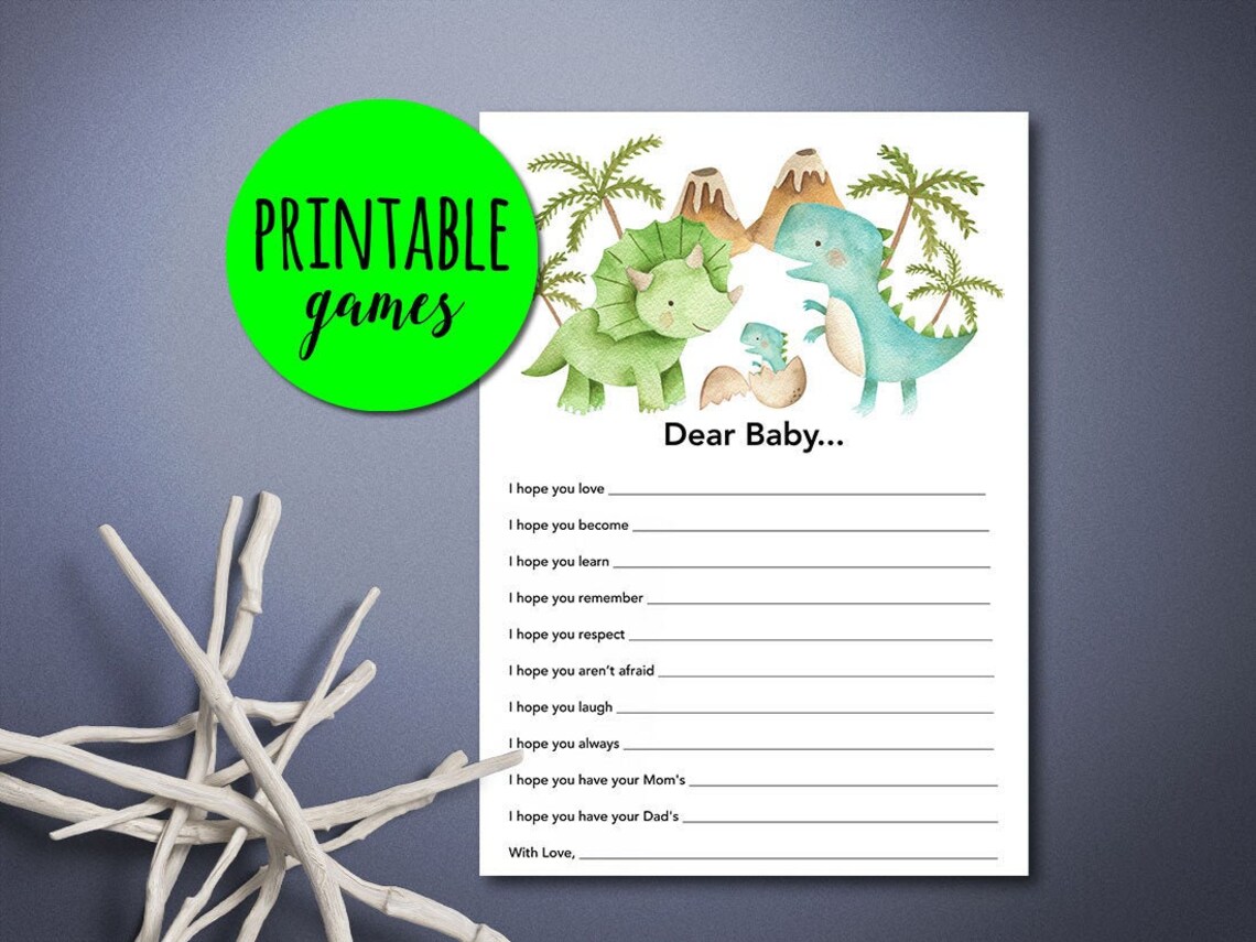 Dinosaur Wishes for baby boy baby shower game Printable baby | Etsy