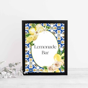 Lemon Drinks Sign Positano Blue Tiles Citrus Bridal Shower Sign ...