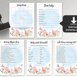 Word Scramble Game Under the Sea Baby Shower Games, Girl Nautical Baby ...