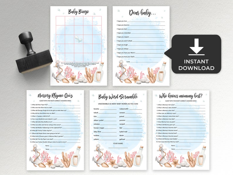 Word Scramble Game Under the Sea Baby Shower Games Girl - Etsy