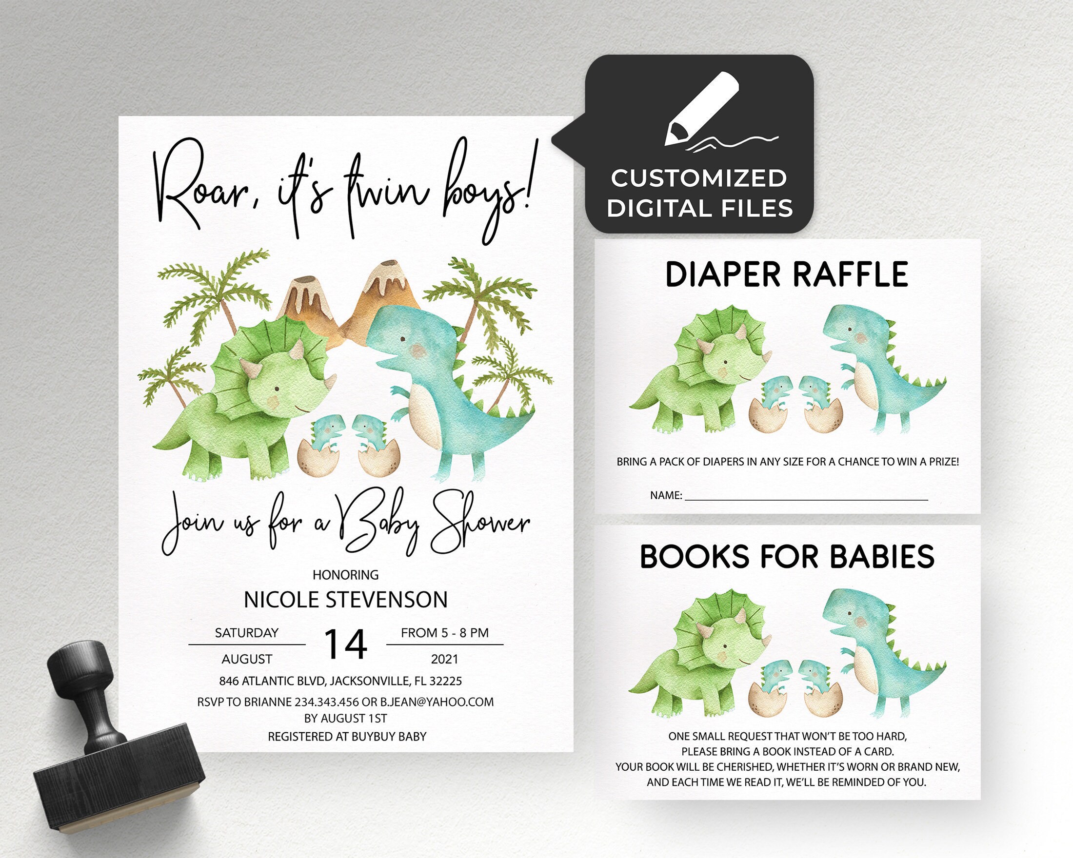 Paper & Party Supplies Diaper Raffle bundle Simple Watercolor Invite ...