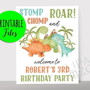 Dinosaur Happy Birthday Banner PRINTABLE Banner Dinosaur Birthday Party ...