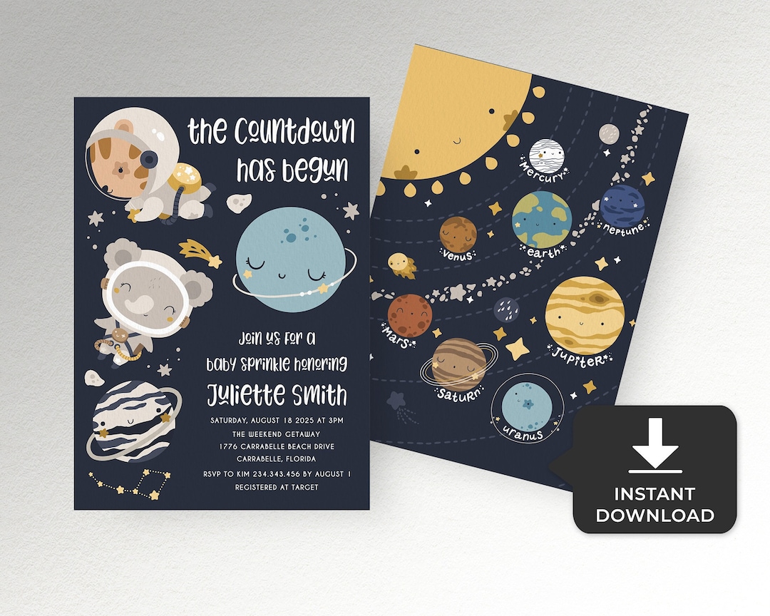 Space Baby Sprinkle Invitation Boy Baby Sprinkle Shower Invite ...