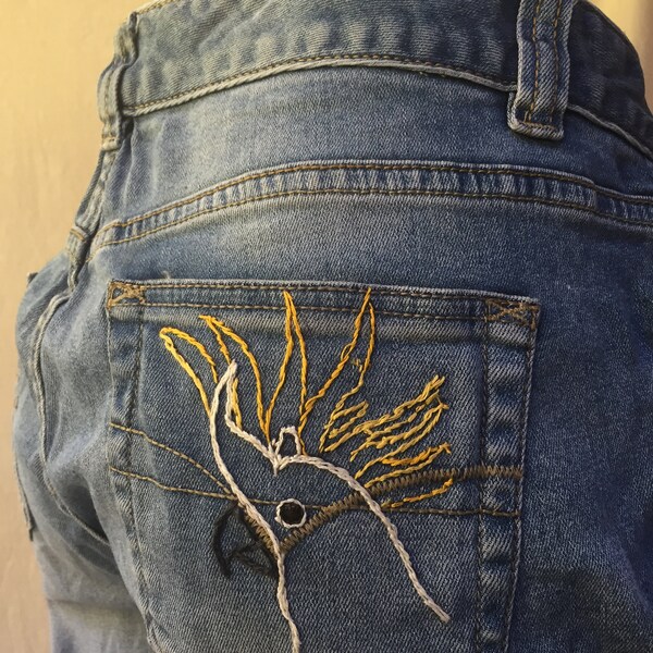 Embroidered Jeans - Etsy